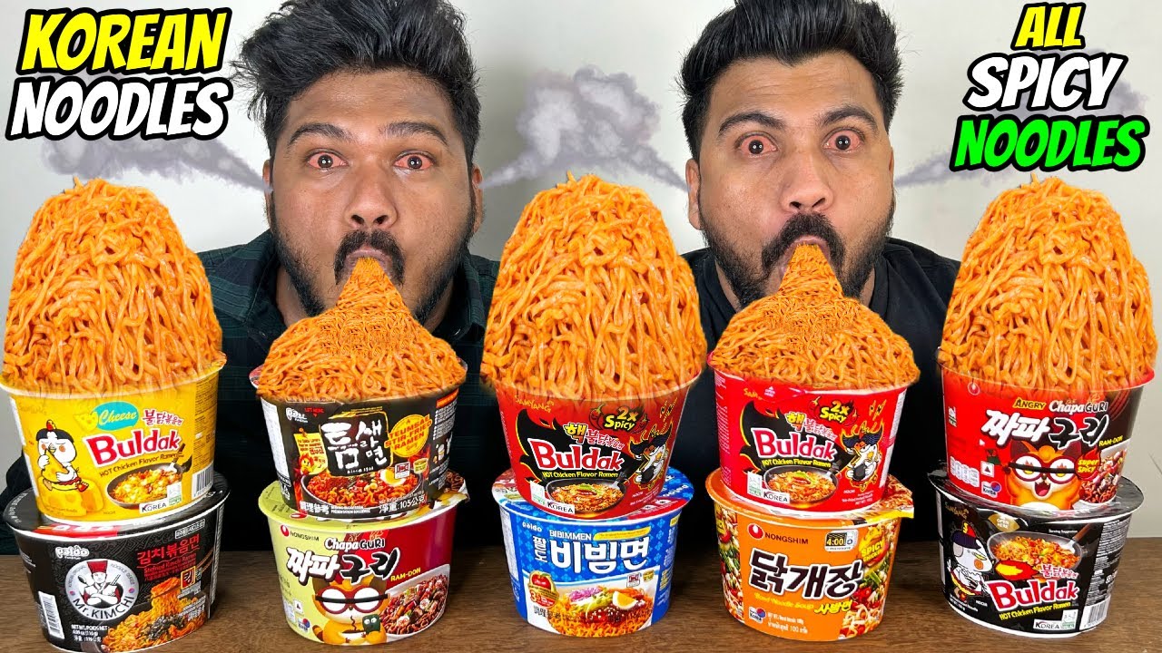 ALL SPICY KOREAN NOODLES MUKBANG🔥 2X SPICY, KOREAN NOODLES, CHEESE ...