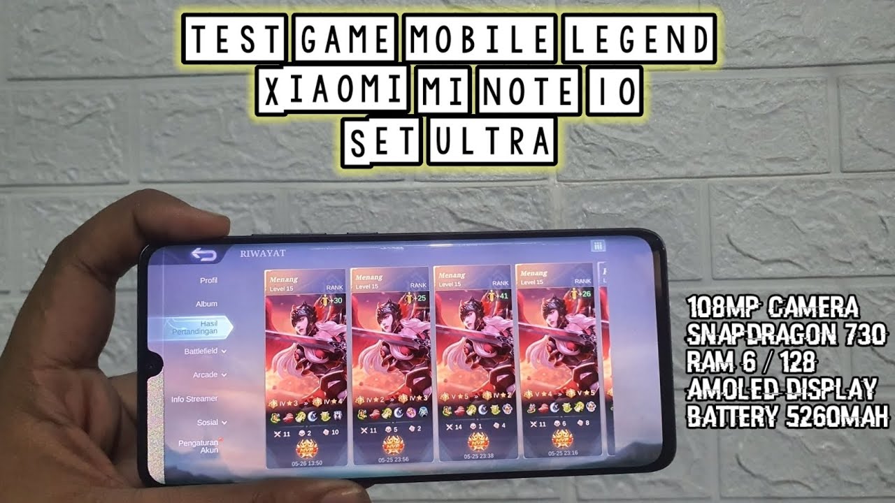 xiaomi mi note 10 mobile legend test 2023 - YouTube