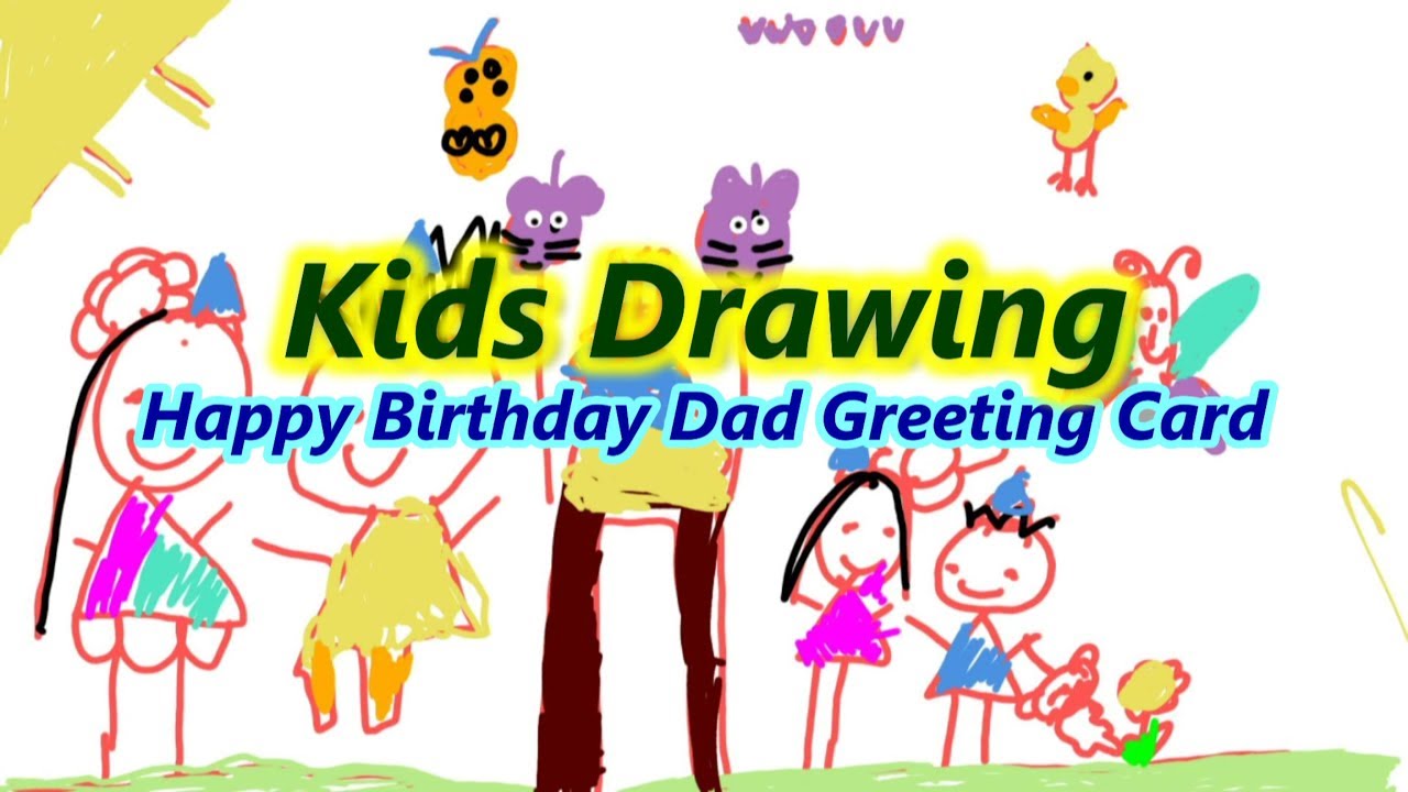 How to draw happy birthday card step by step easy for kids - YouTube