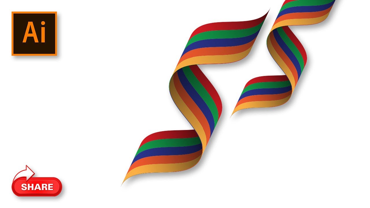 3D Twisted Colorful Ribbon in Adobe Illustrator | illustrator Best Tips ...