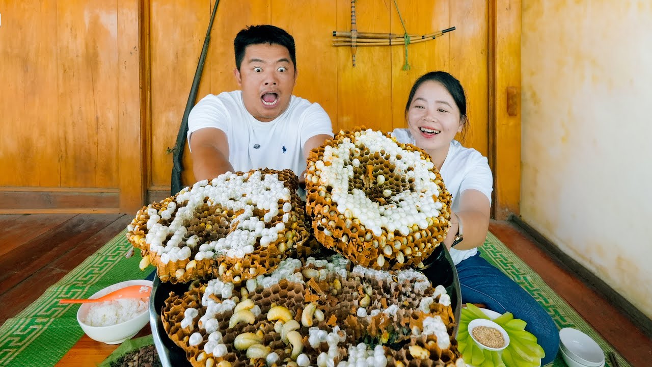 EATING FRESH BEE LARVAE!!! Catching and Cooking Vietnam's Most Freaky ...