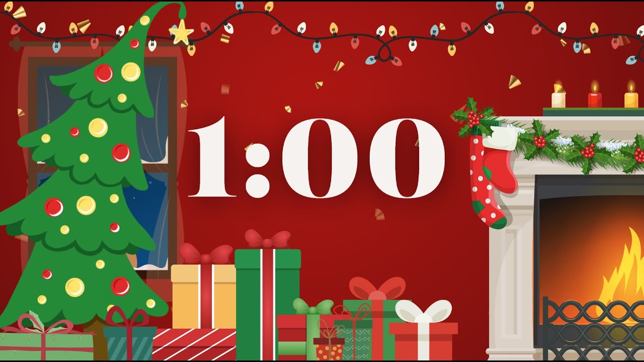 1 Minute Christmas Countdown Timer with Fireplace ASMR and Alarm for Teachers - YouTube