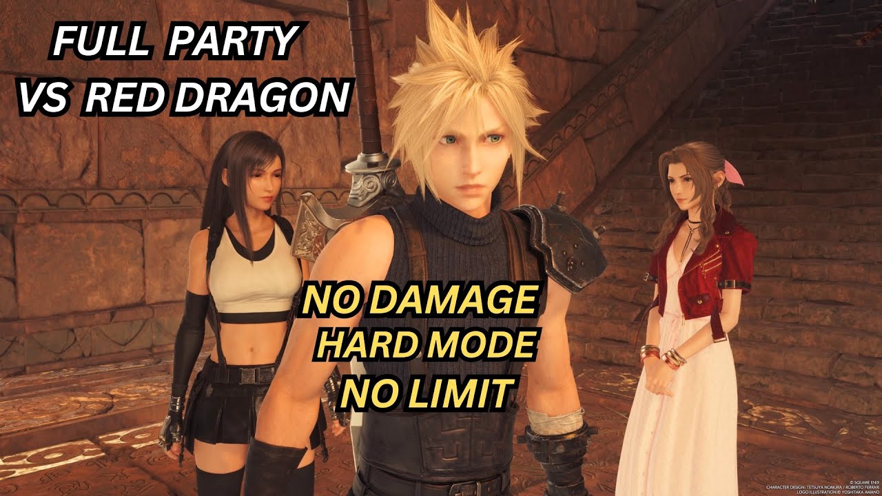 FFVII Rebirth Full Party Vs Red Dragon (No Damage, Hard Mode, No Limit ...