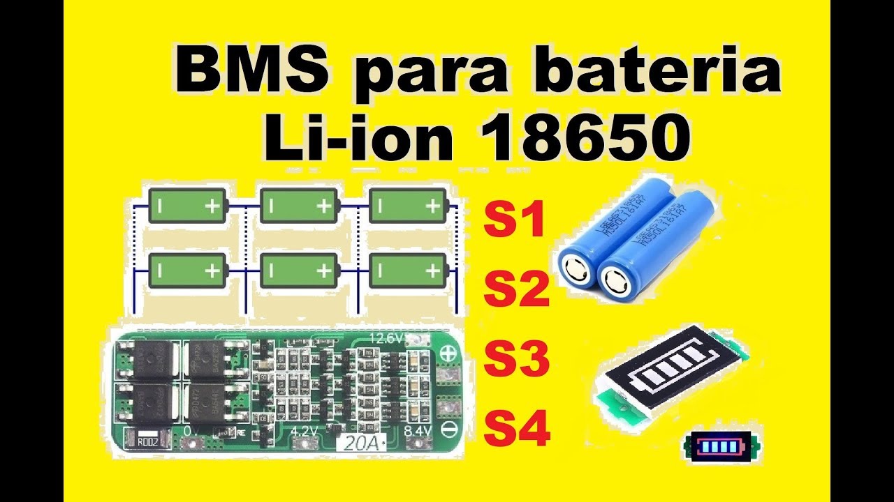 BMS para bateria Li-ion 18650 Placa de Proteção S1 S2 S3 S4 e indicador ...