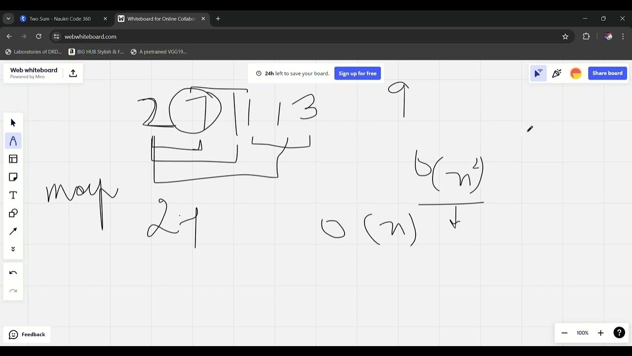 Two Sum Naukri Code 360 Data Structures And Algorithms Youtube