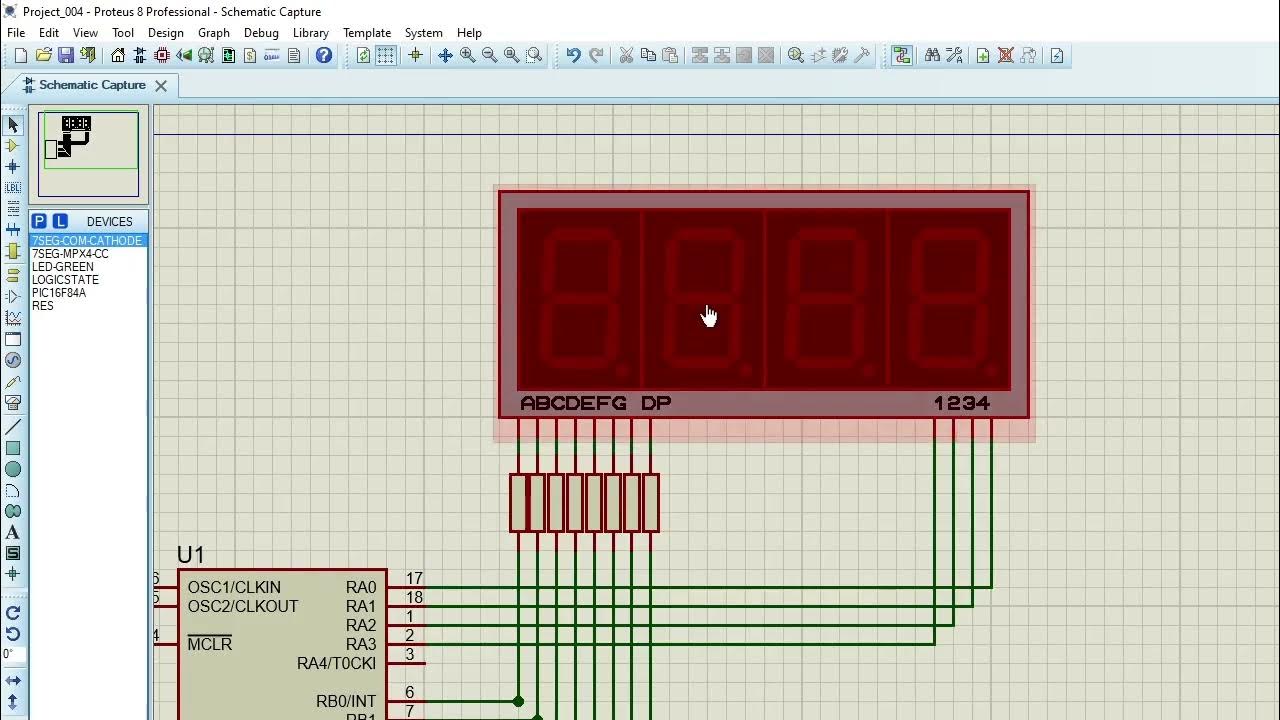 PIC16F84A tarama yöntemi ile 4 digit 7 segment display kullanımı(ASSEMBLY) - YouTube