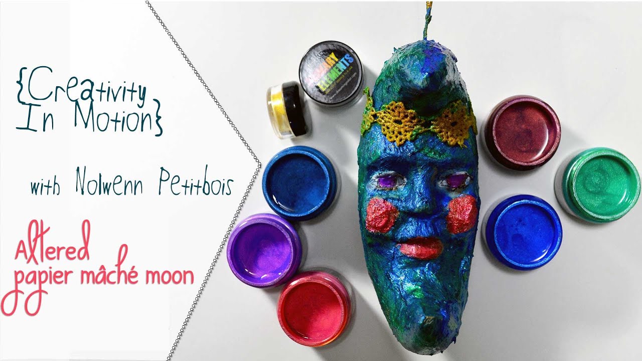 Altered papier mâché Moon with the Meridian Moon set from ColourArte ...