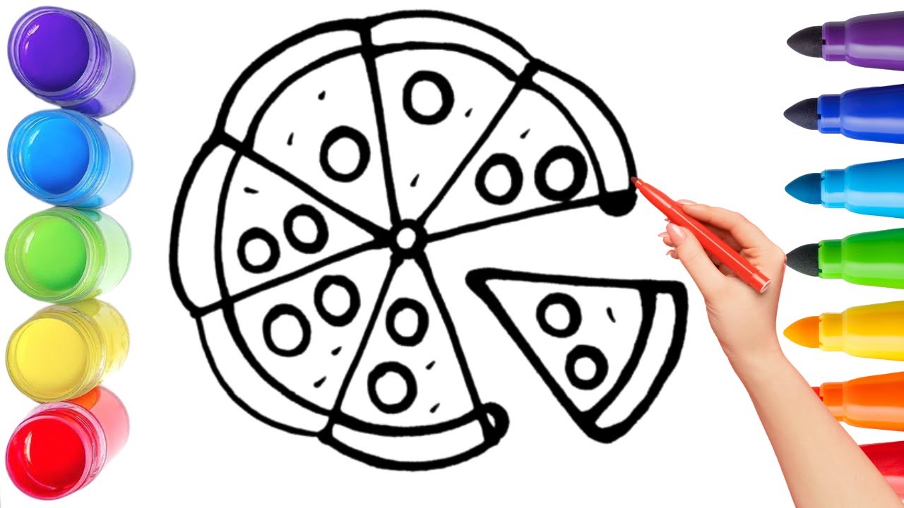 How To Draw cute pizza Drawing, Painting & Coloring For Kids and ...