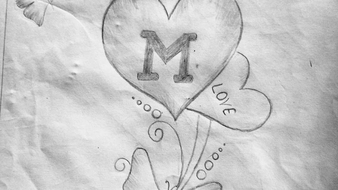 M letter drawing with love/ M love#short#drawing - YouTube