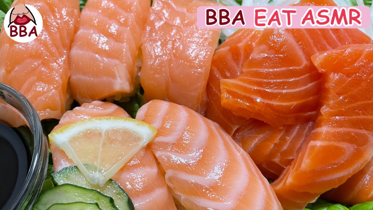 【ASMR MUKBANG】SALMON | SUSHI | RAW FISH | EATING SOUNDS - YouTube