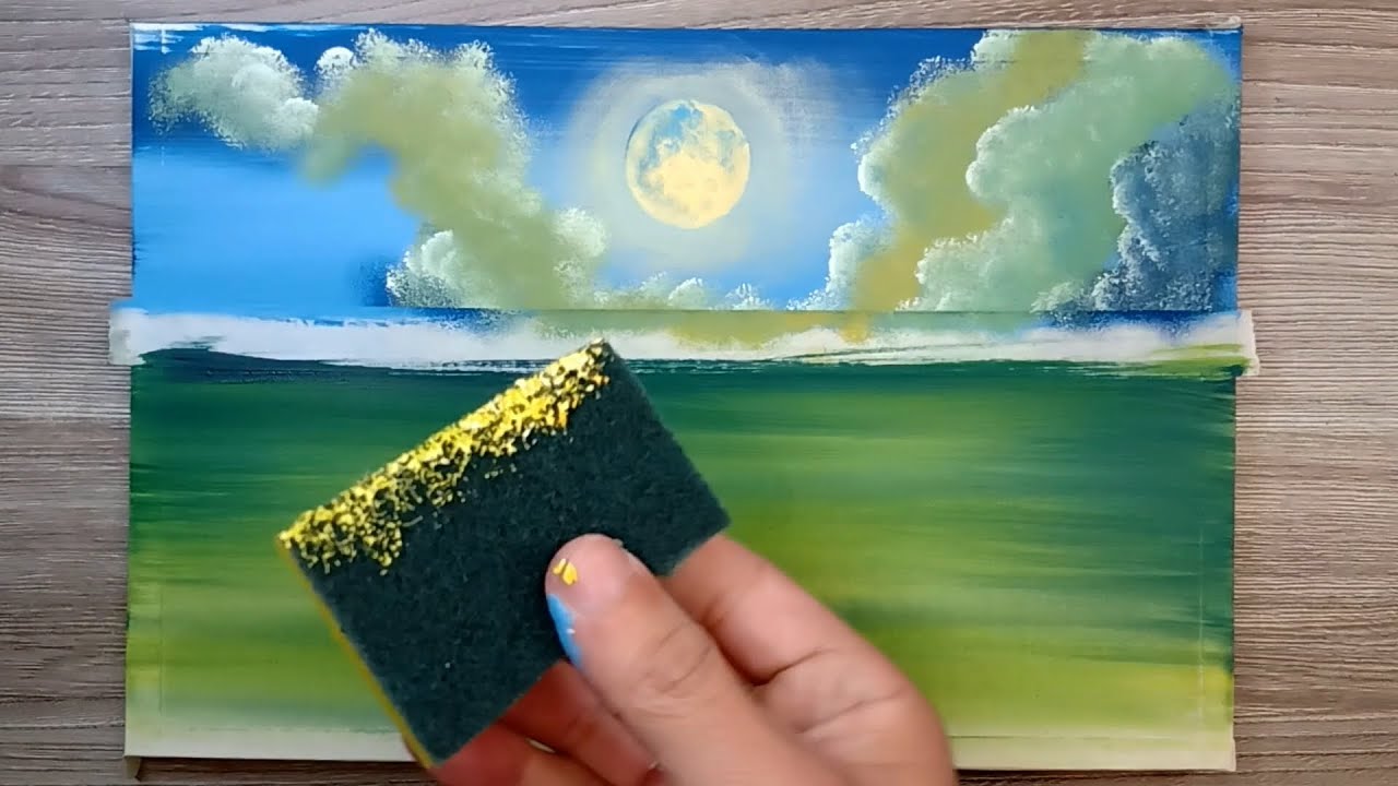 Night Sky Sea Painting Moon Acrylic Painting for Beginners - YouTube