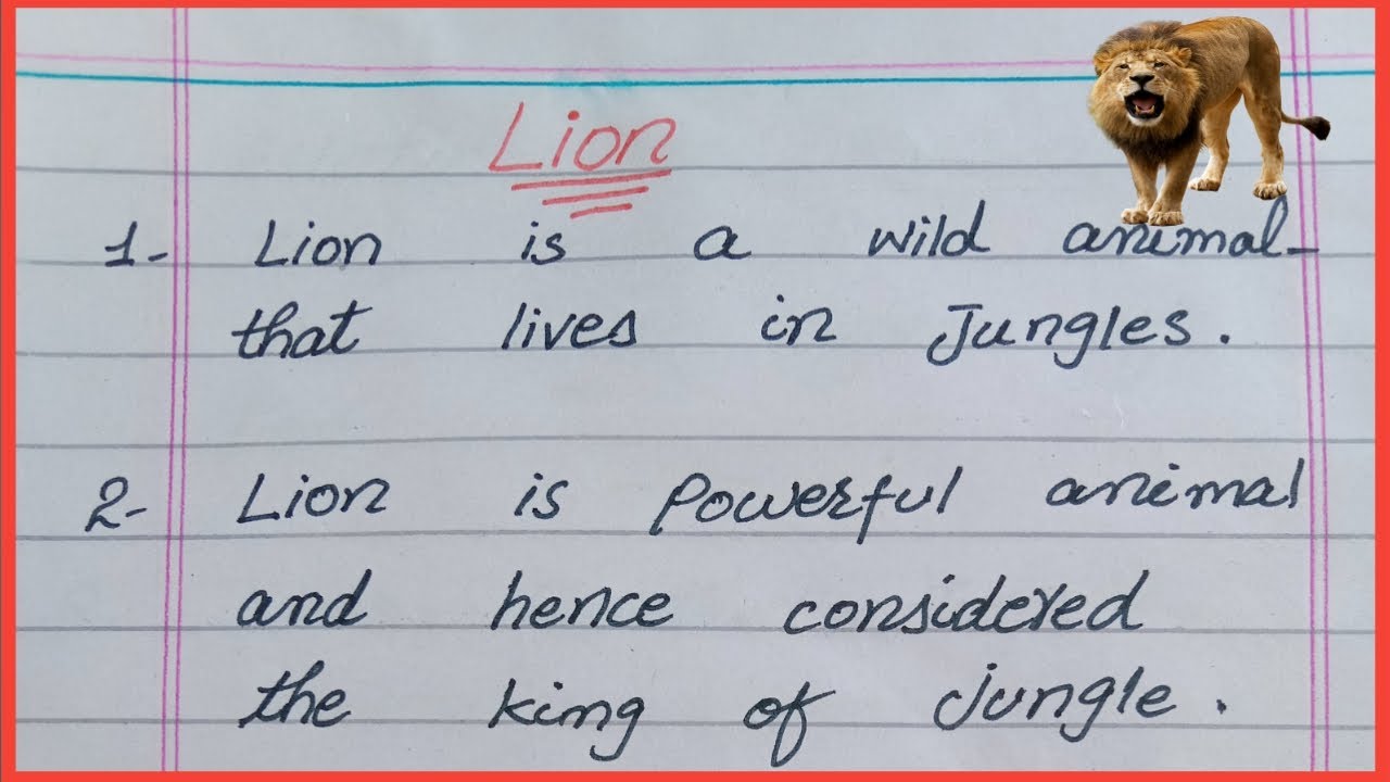 10 lines on lion in english || Lion essay in english writing || Lion ...