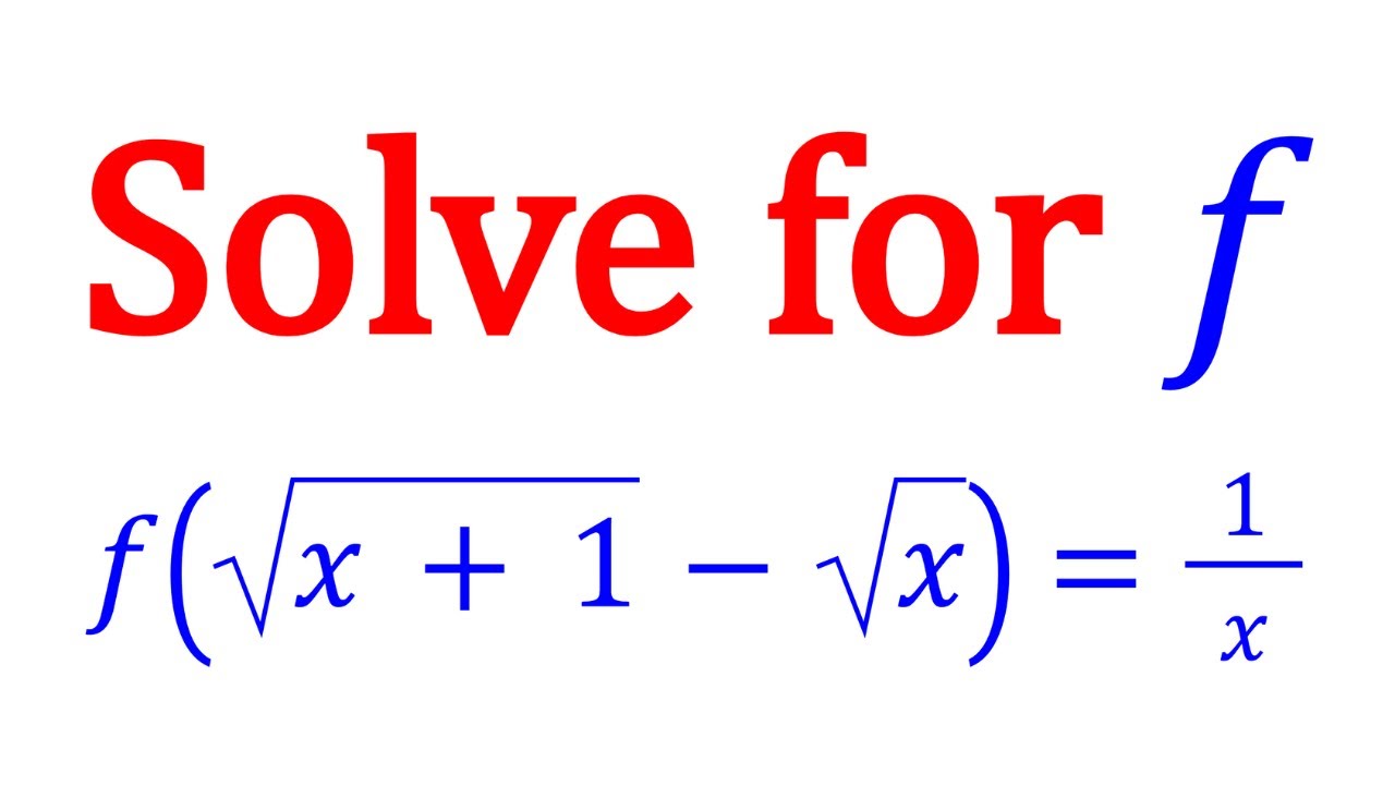 Let's Solve Another Functional Equation - YouTube