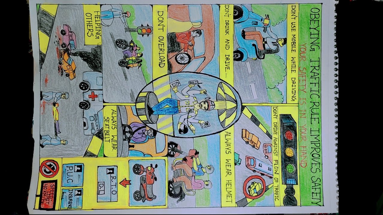 Road safety poster(part-4).. road safety drawing for school project or ...