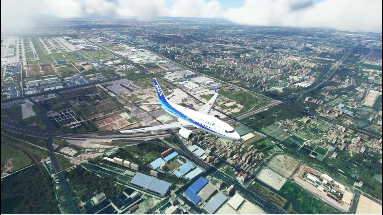 SHANGHAI to HONG KONG B737 ANA Airlines - ASMR flight over China cities ...