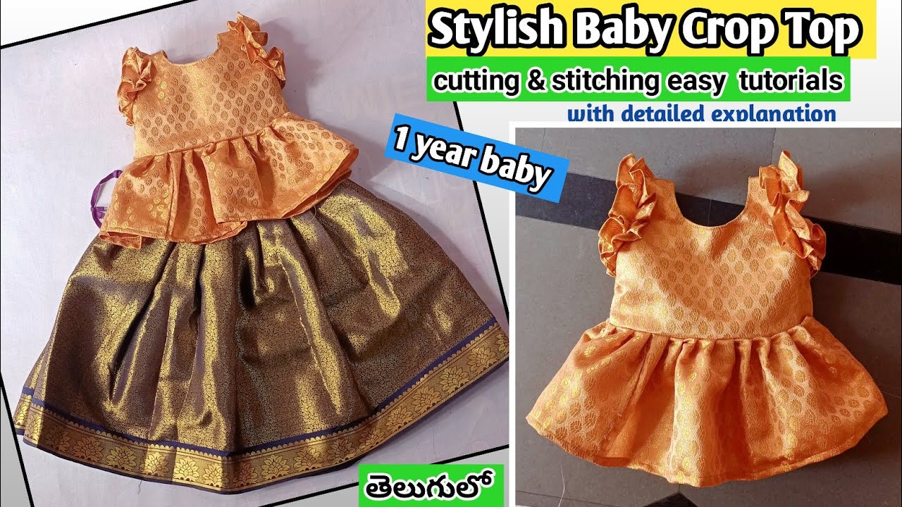 stylish baby crop top cutting&stitching tutorials in telugu|baby peplum ...