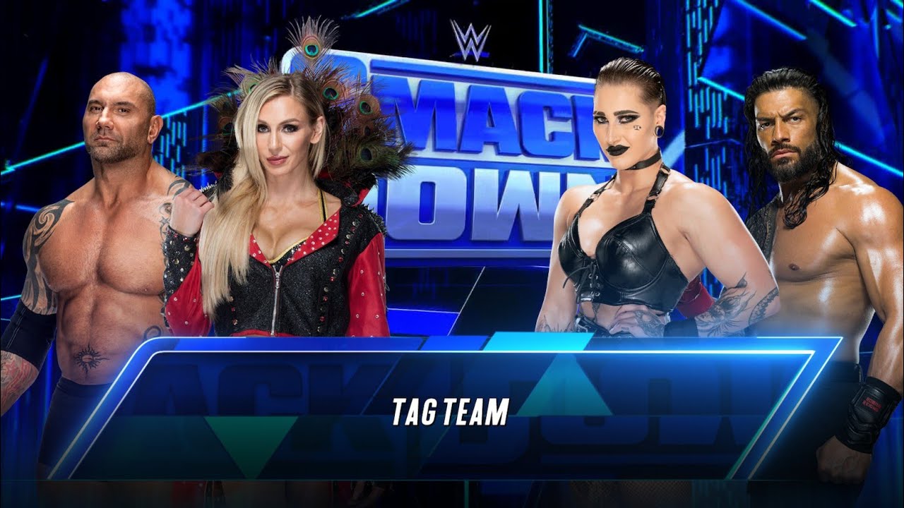 RHEA RIPLEY & ROMAN REIGNS VS CHARLOTTE FLAIR & BATISTA - YouTube