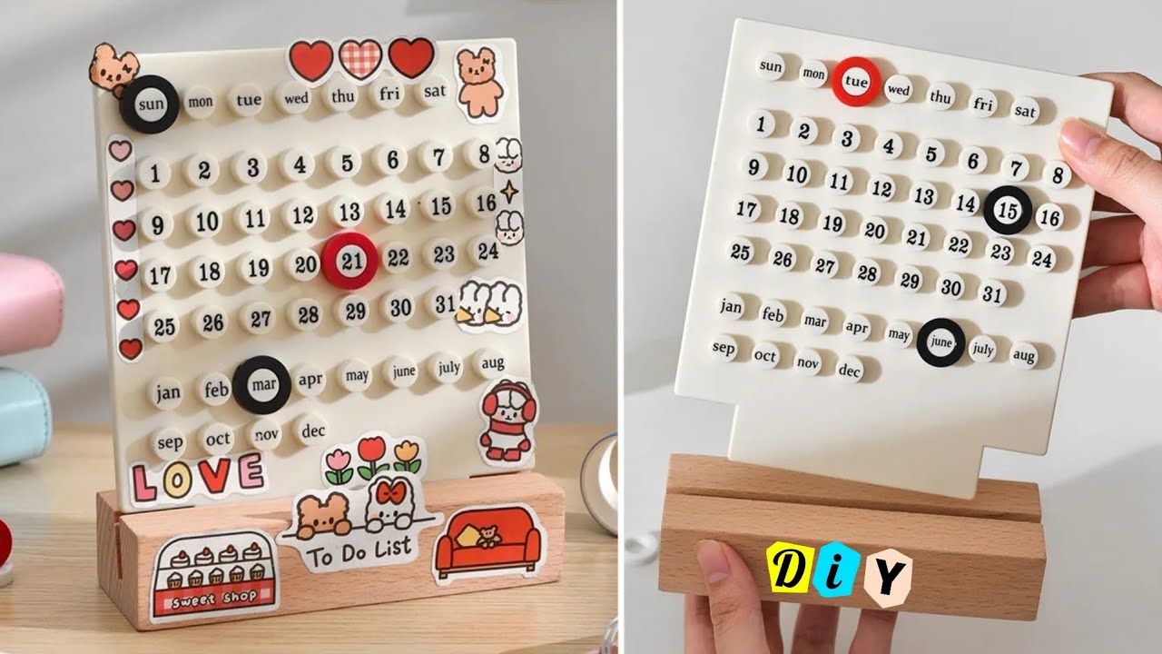 DIY Manual Desk Calendar at Home _ How to Make a Cute Manual Calendar ...