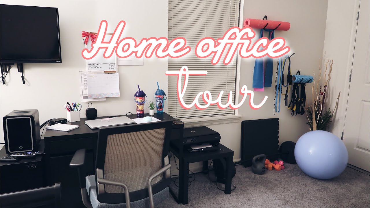 HOME OFFICE TOUR - My newly redecorated home office / mini home gym ...