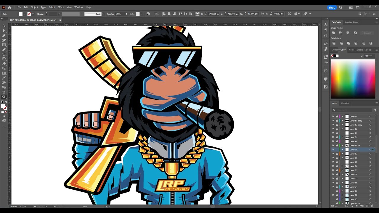 Digital Artwork in Adobe Illustrator - Sketch to Vector Process - YouTube