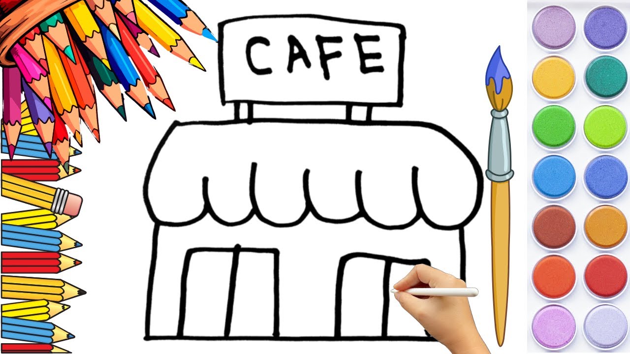 How To Draw CAFE EASY Drawing, Painting & Coloring For Kids and ...