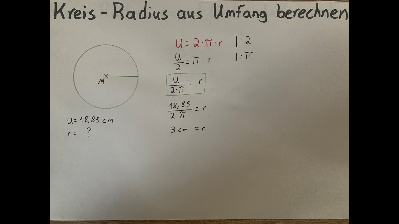 Kreis - Radius aus Umfang berechnen - YouTube