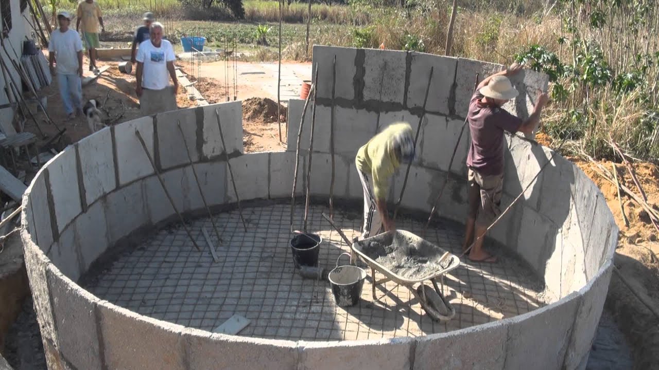 Construção de cisterna para armazenamento de água das chuvas - YouTube