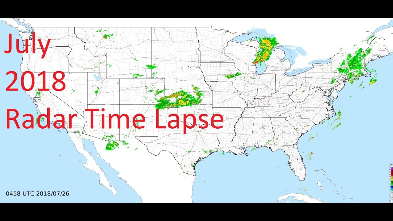 July 2018 US Weather Radar Time Lapse Animation - YouTube