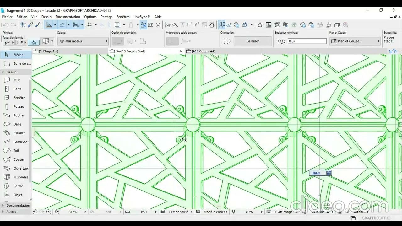 Enlever les jonctions du mur-rideau sur Archicad - YouTube