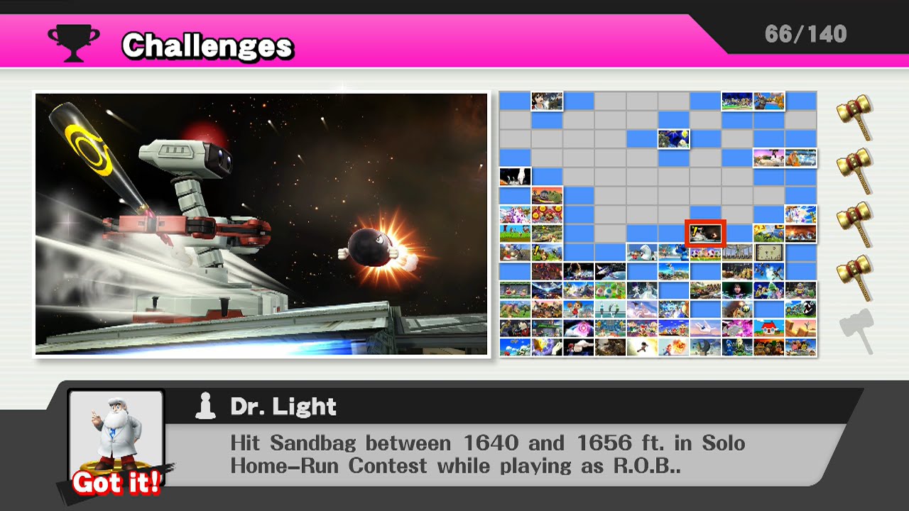 Super Smash Bros. (Wii U) Challenges- Hit the Sandbag between 1640-1656 ...