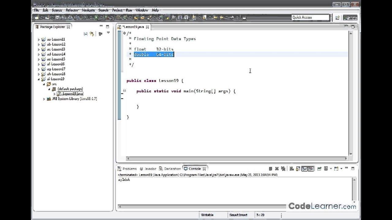 Mastering Java, Vol 1 Lesson 19 More Floating point Data Types 11 - YouTube