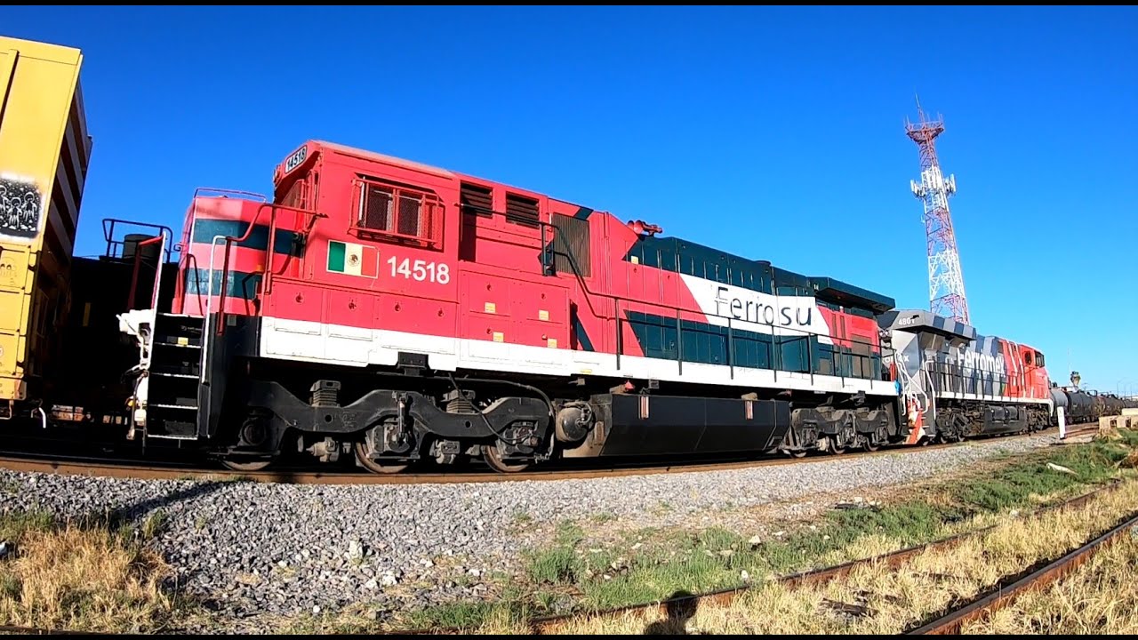 Encuentro de trenes en la doble vía de Salamanca (FXE 4680 - 4572 - 4801 - FSRR 14518) - YouTube