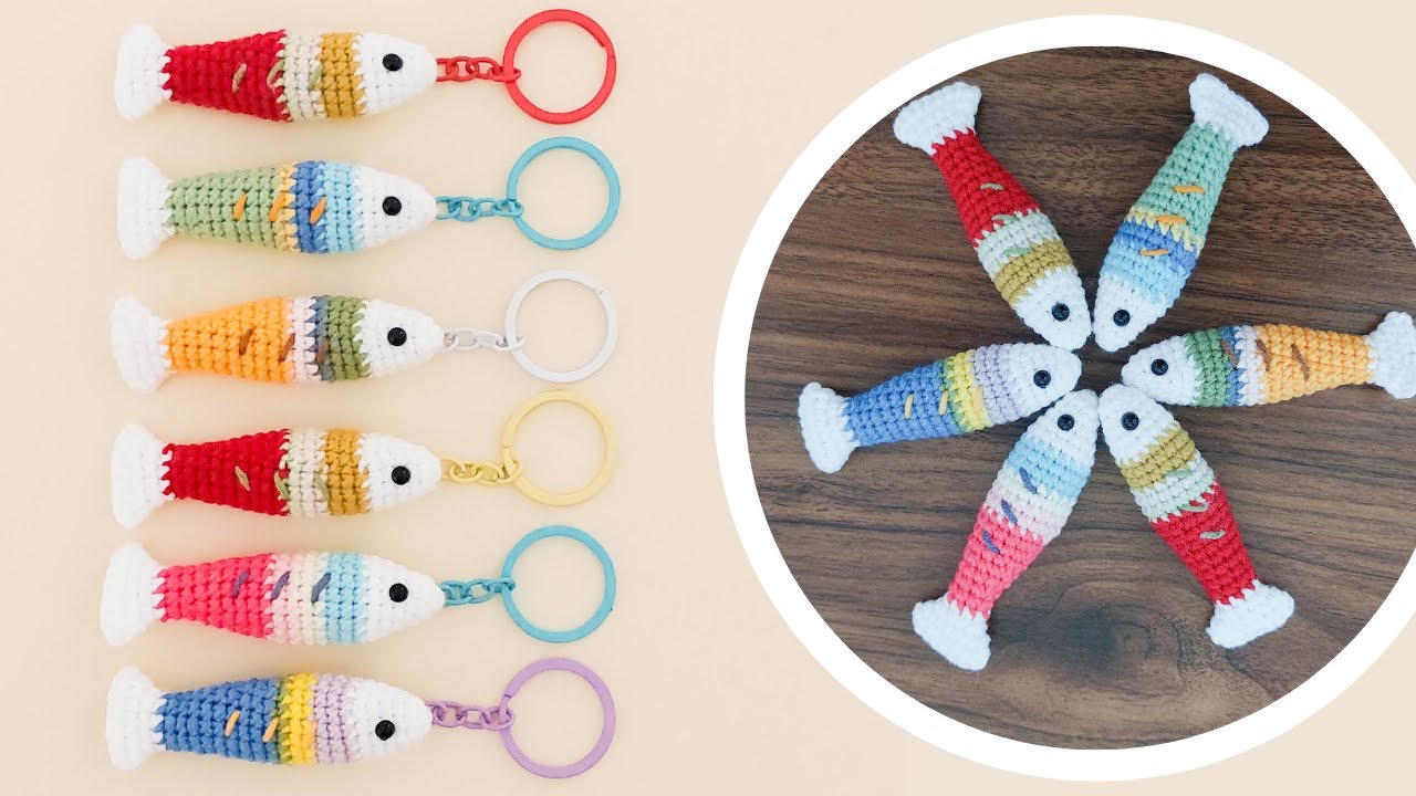 Crochet Little Fish Keychain 🐟 - Pretty Pattern to Save the Scrap Yarn ...