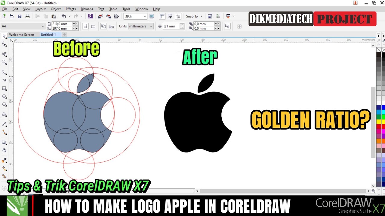 HOW TO MAKE APPLE LOGO IN CORELDRAW || DIKMEDIATECH PROJECT || GOLDEN ...
