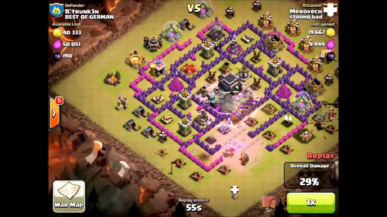 GoWiPe attack Strategy th8 vs th9 - YouTube