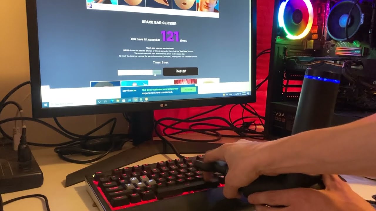 World Record Most Spacebar Clicks with one finger in 10 Seconds - YouTube