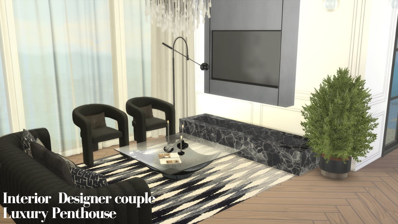 Fancy interior designer couple Penthouse // Sims 4// CC Speed Build ...