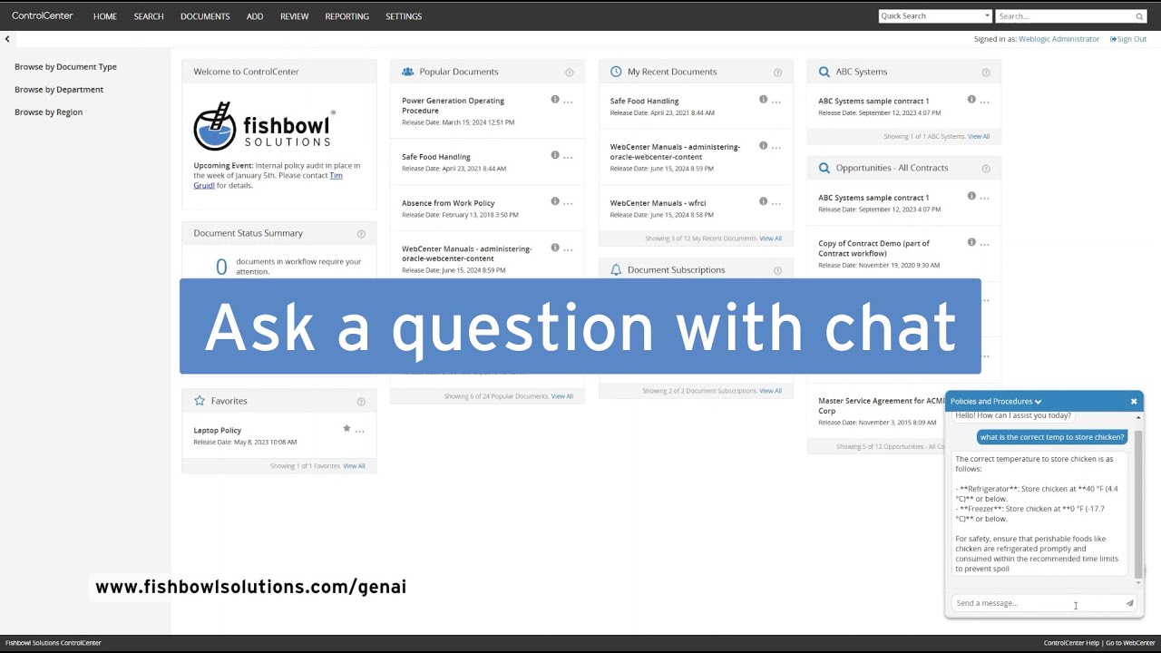 Ask a question with chat | Generative AI for Enterprise Content by ...