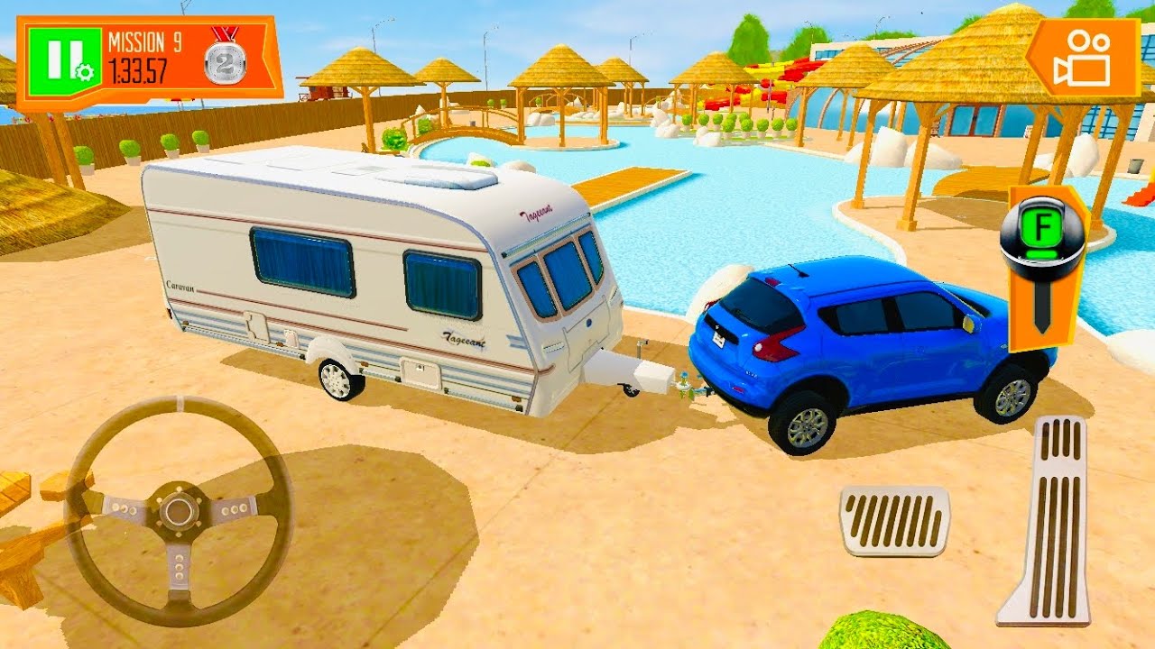 Short Caravan Racing and Parking Crash- Camper Van Beach Resort [ 4K 60 ...