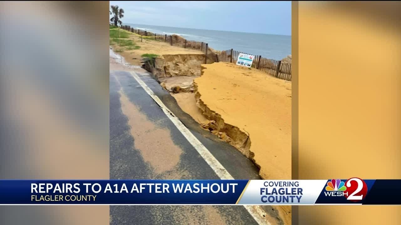 A1A in Flagler Beach reopens after heavy rain caused washout - YouTube