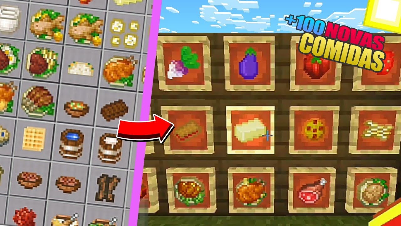 SAIU! MELHOR ADDON/MOD COMIDA PARA SURVIVAL NO MINECRAFT PE!! ( Todas ...