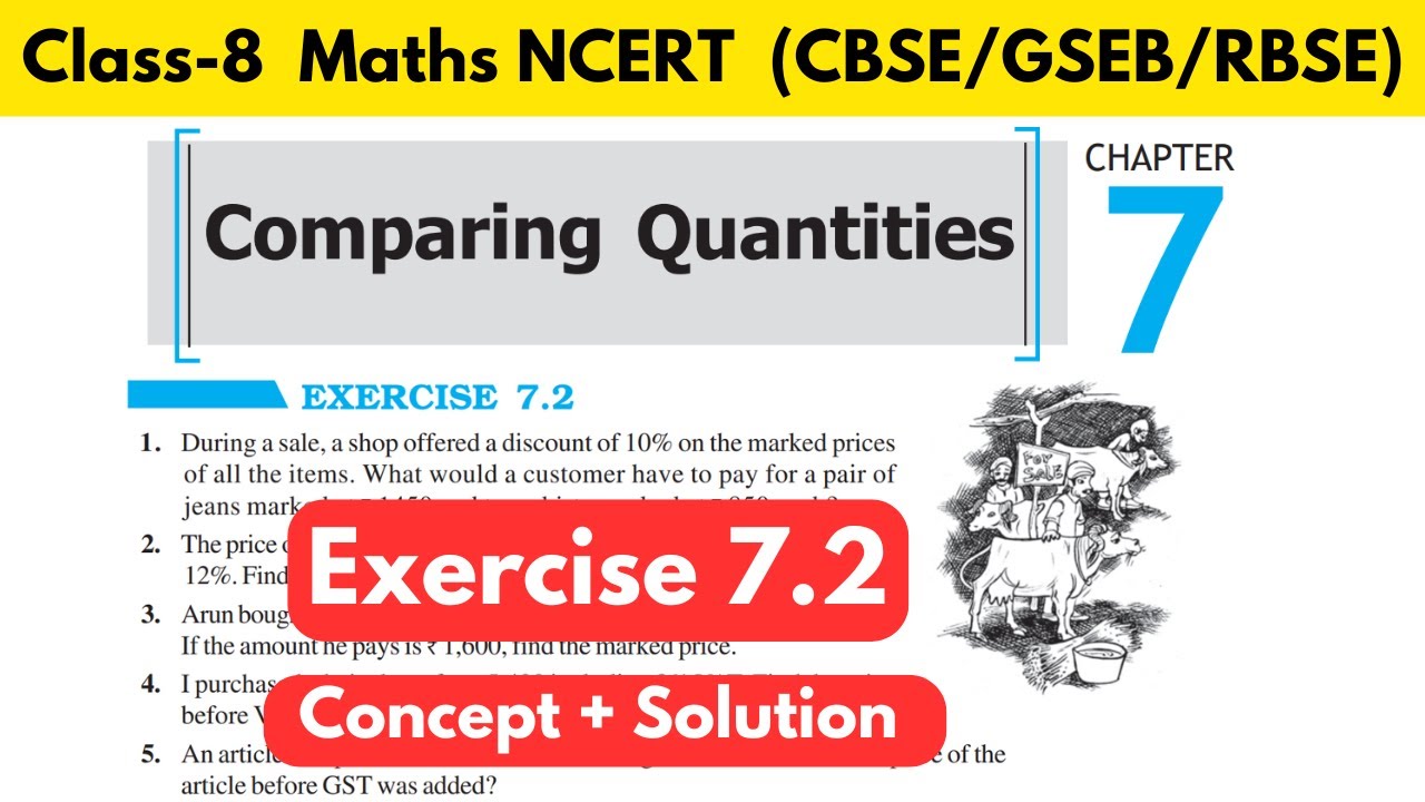 Class 8 Maths Chapter 7 Comparing Quantities Exercise 7.2 #class8maths ...
