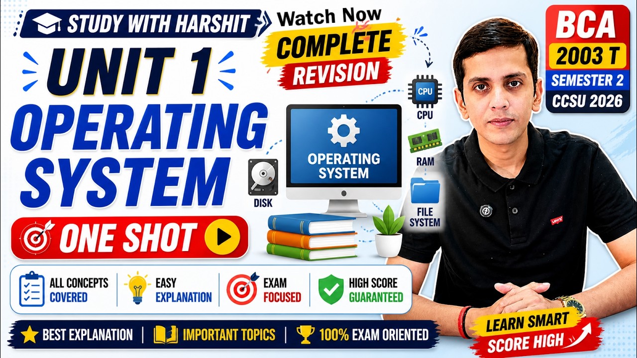 🔥 Unit 1 Operating System Complete Revision 💻📊 | BCA 2003 T Semester 2 ...