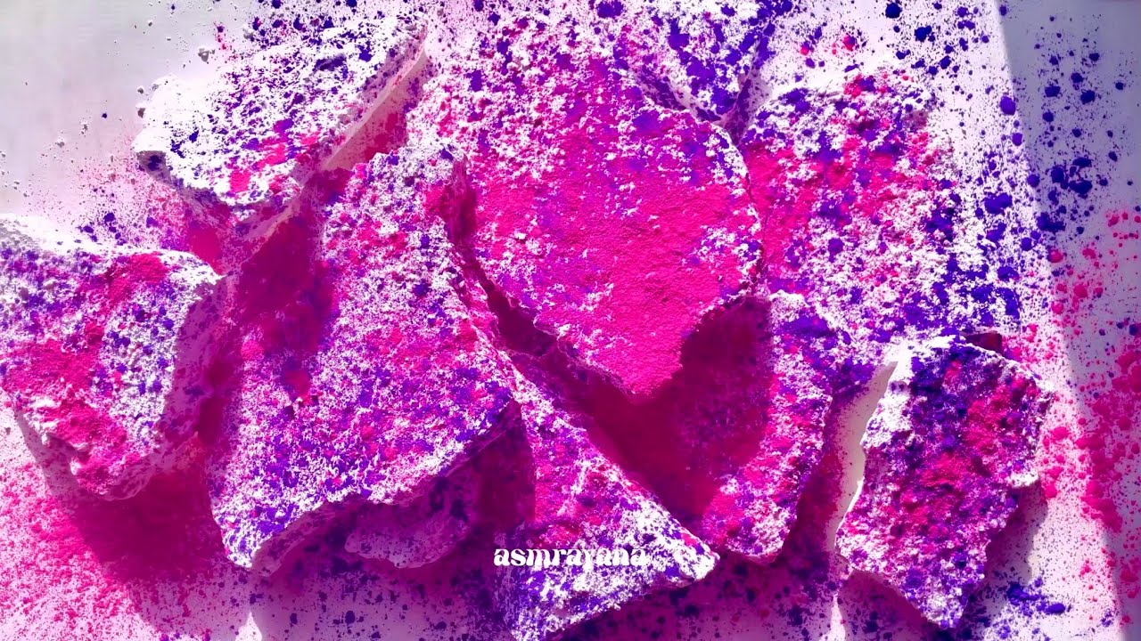 gym chalk asmr edit | unsifted pink + purple holi powder covered shards ...