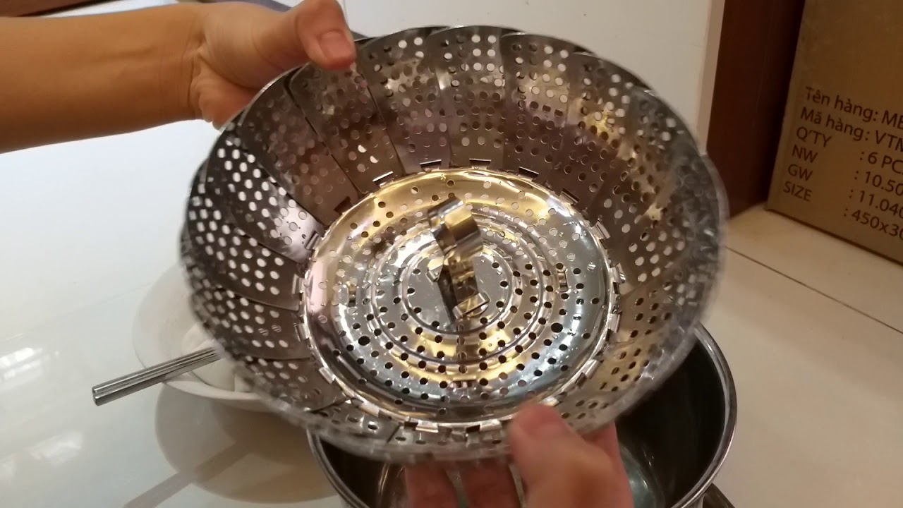 Khay hấp inox có thể điều chỉnh độ mở rộng hàng Nhật - YouTube