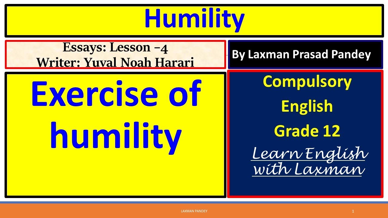 Humility Exercise: compulsory English grade 12 - YouTube