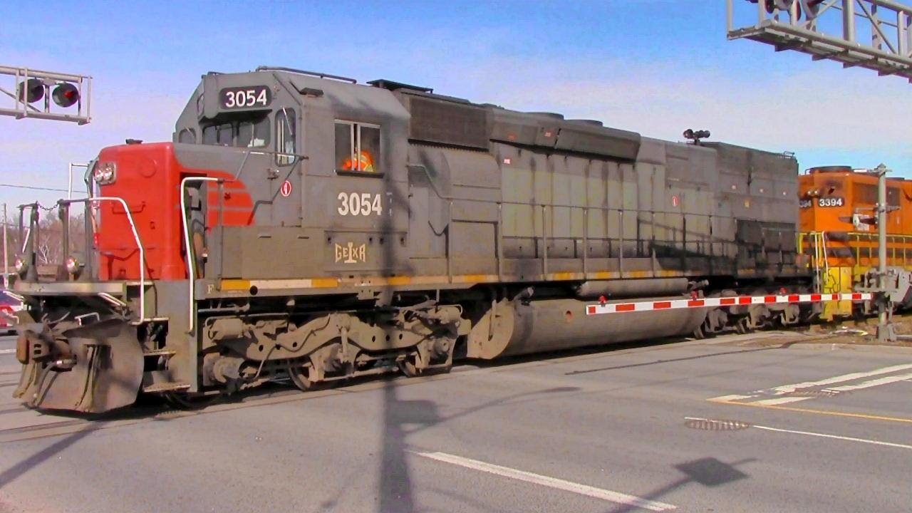 Five Goderich Exeter GEXR Locamotives in One Train Kitchener Ontario Lancaster Crossing - YouTube