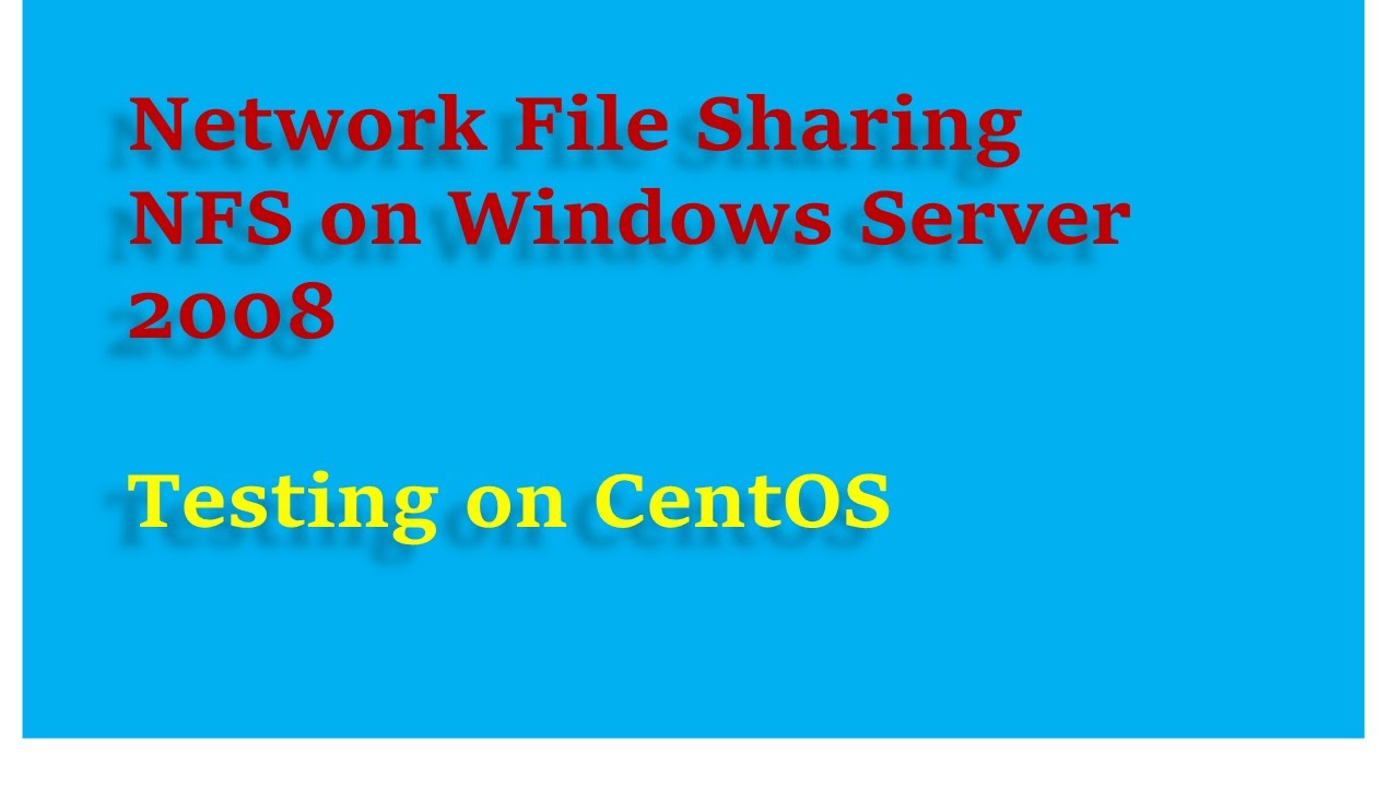 NFS (Network File Sharing) Server on Windows 2008 - YouTube