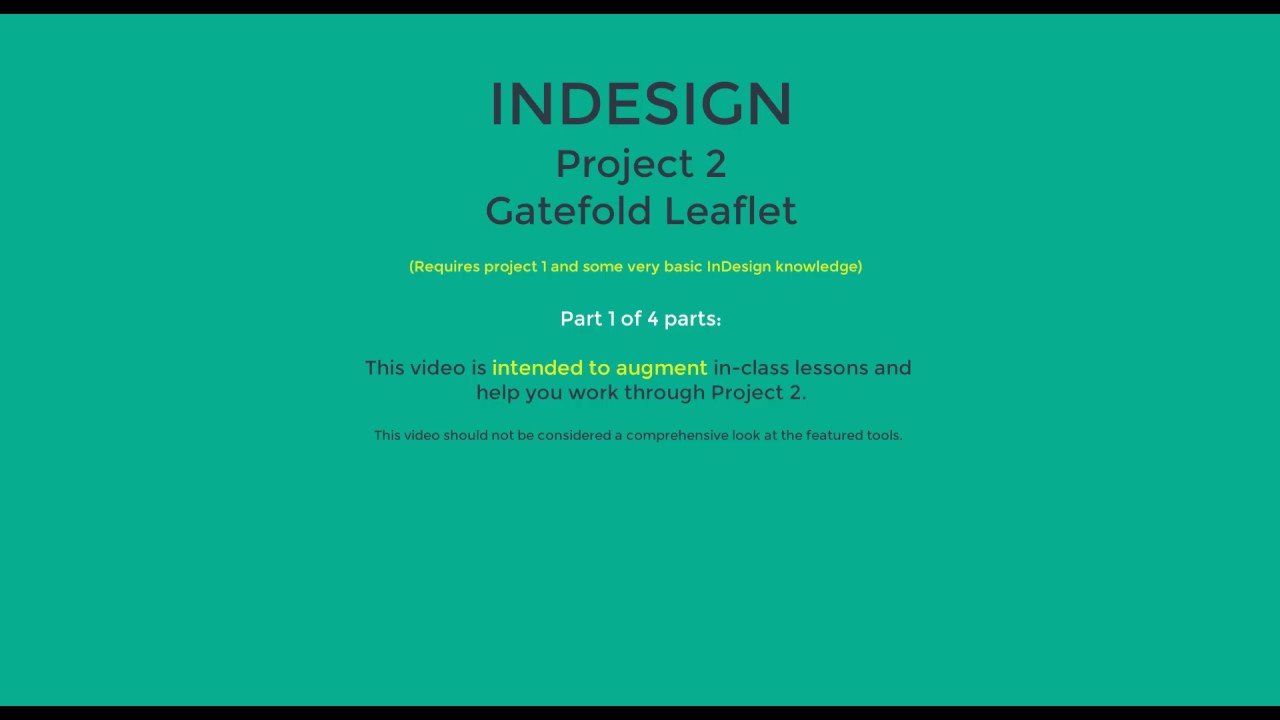 INDESIGN -- Project 2 -- Part 1 of 4 - YouTube