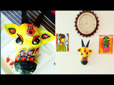How to make paper mache cow head/ paper mache craft ideas/ cardboard ...